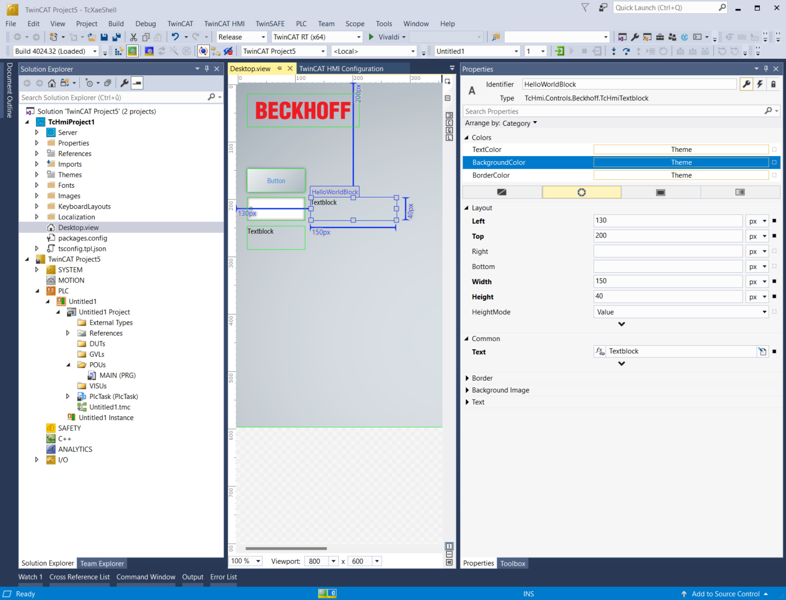 Twincat Hmi Your First Project Project Upload Server Config Hello Twincat