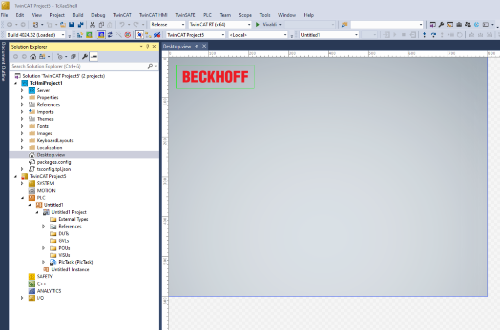 TwinCAT HMI – Your first project (project, upload, server config) - Hello TwinCAT