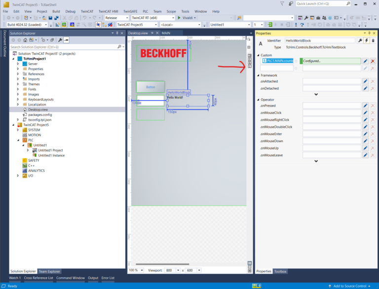 TwinCAT HMI – Your first project (project, upload, server config ...