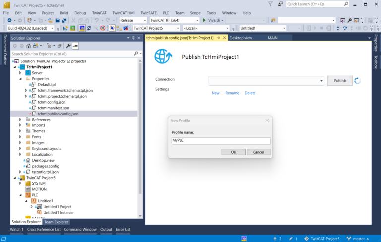 Twincat Hmi Your First Project Project Upload Server Config Hello Twincat