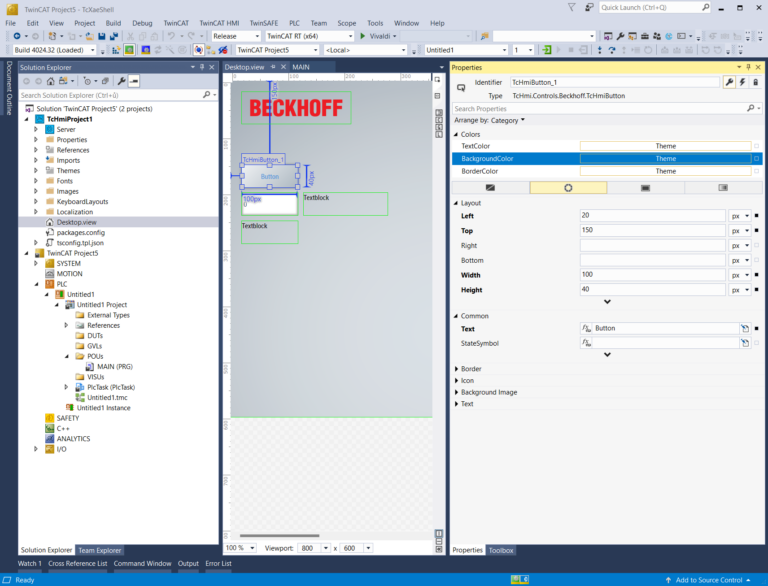 Twincat Hmi Your First Project Project Upload Server Config Hello Twincat